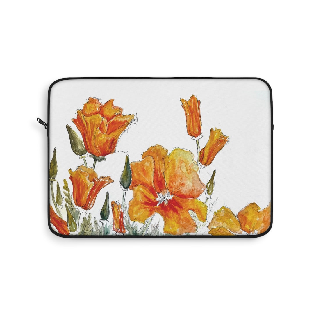 Laptop Sleeve 3 Size Options California Poppy Art Laptop Carrier Laptop ...