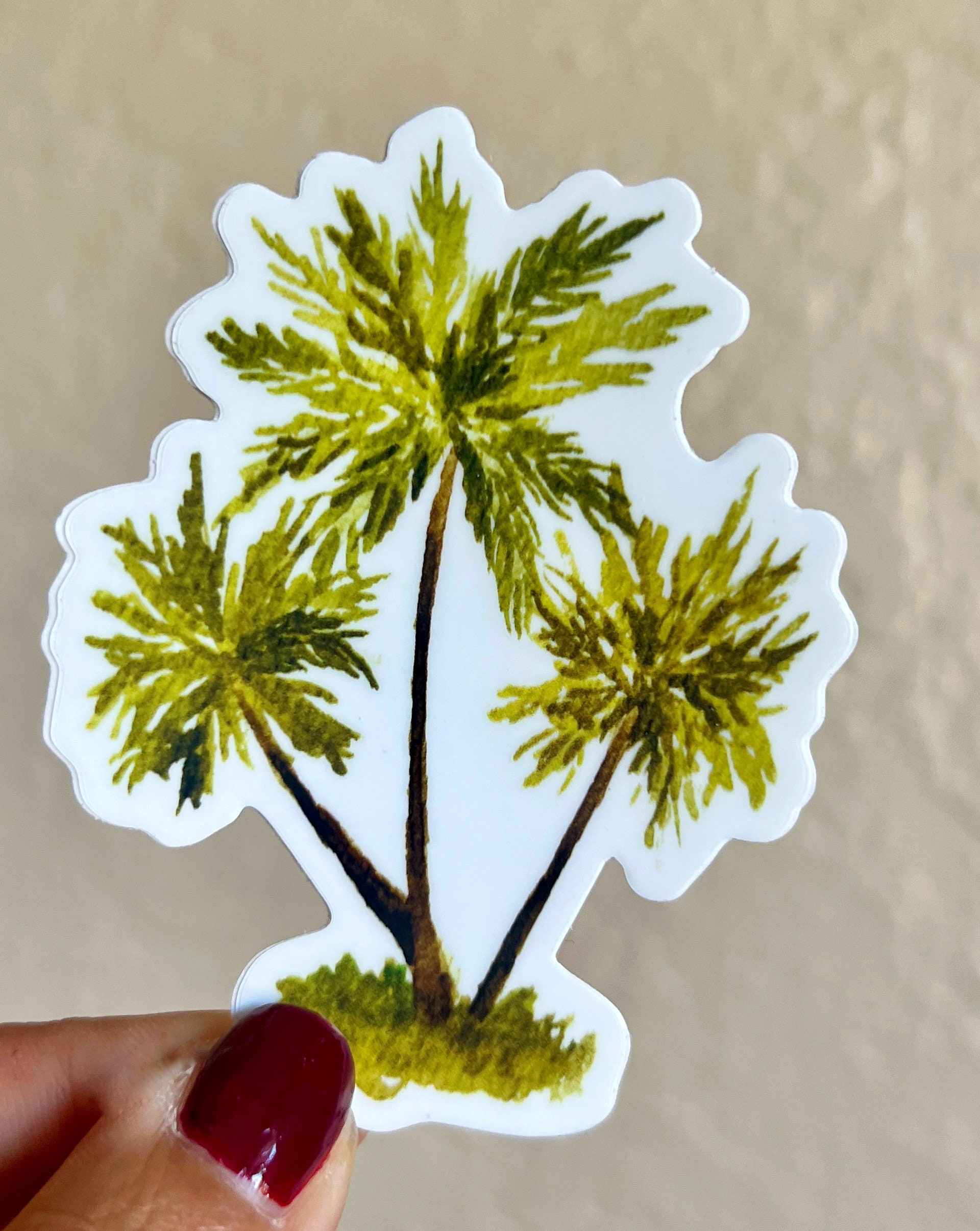 Handpainted Palm Tree Sticker: Hawaii Tropical Decor (2.35x3 Inches) - Etsy