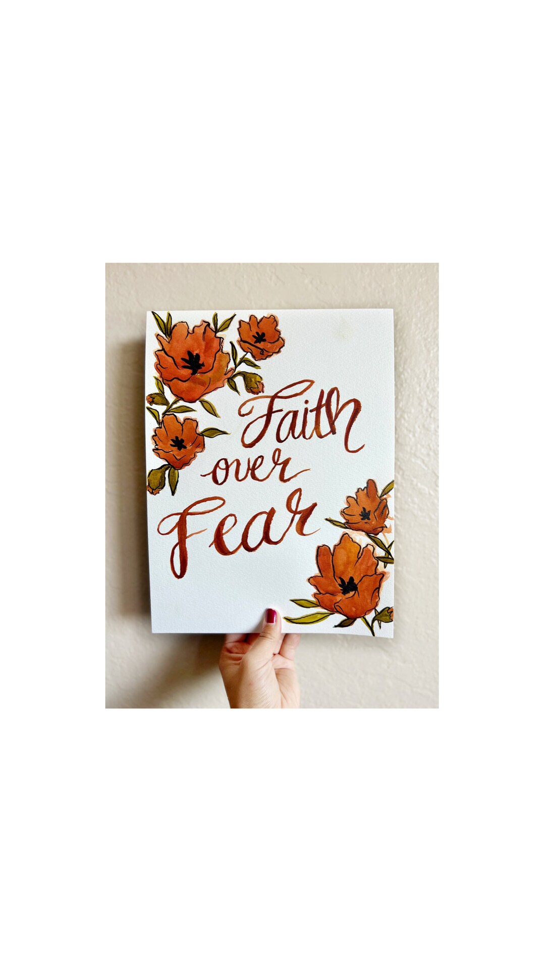 Decor Home Decor Christian Wall Art Faith Over Fear Original Poppy ...