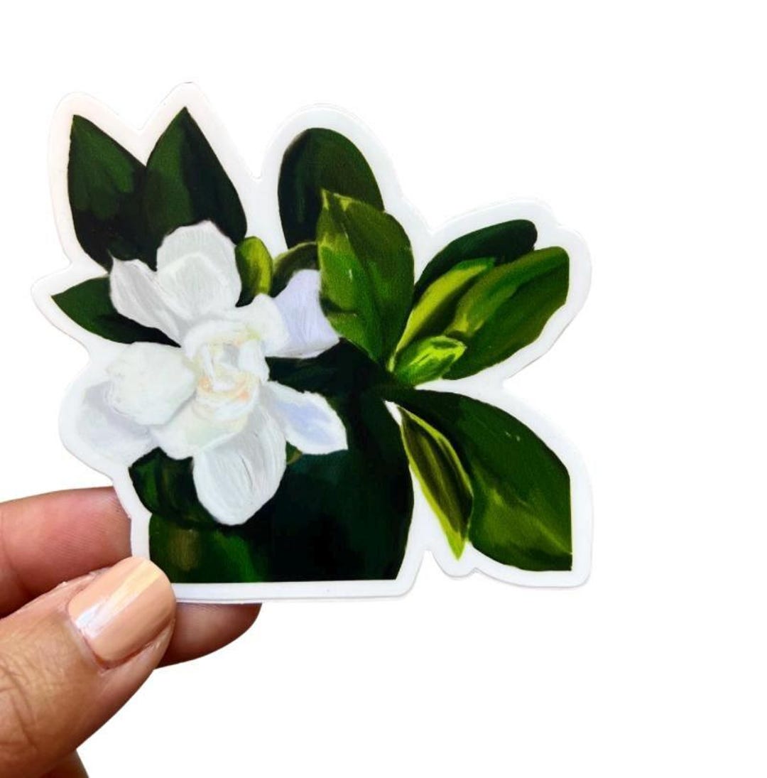 Gardenia Vinyl Sticker | Handpainted Acrylic Gardenia Sticker | 2.76x3 ...