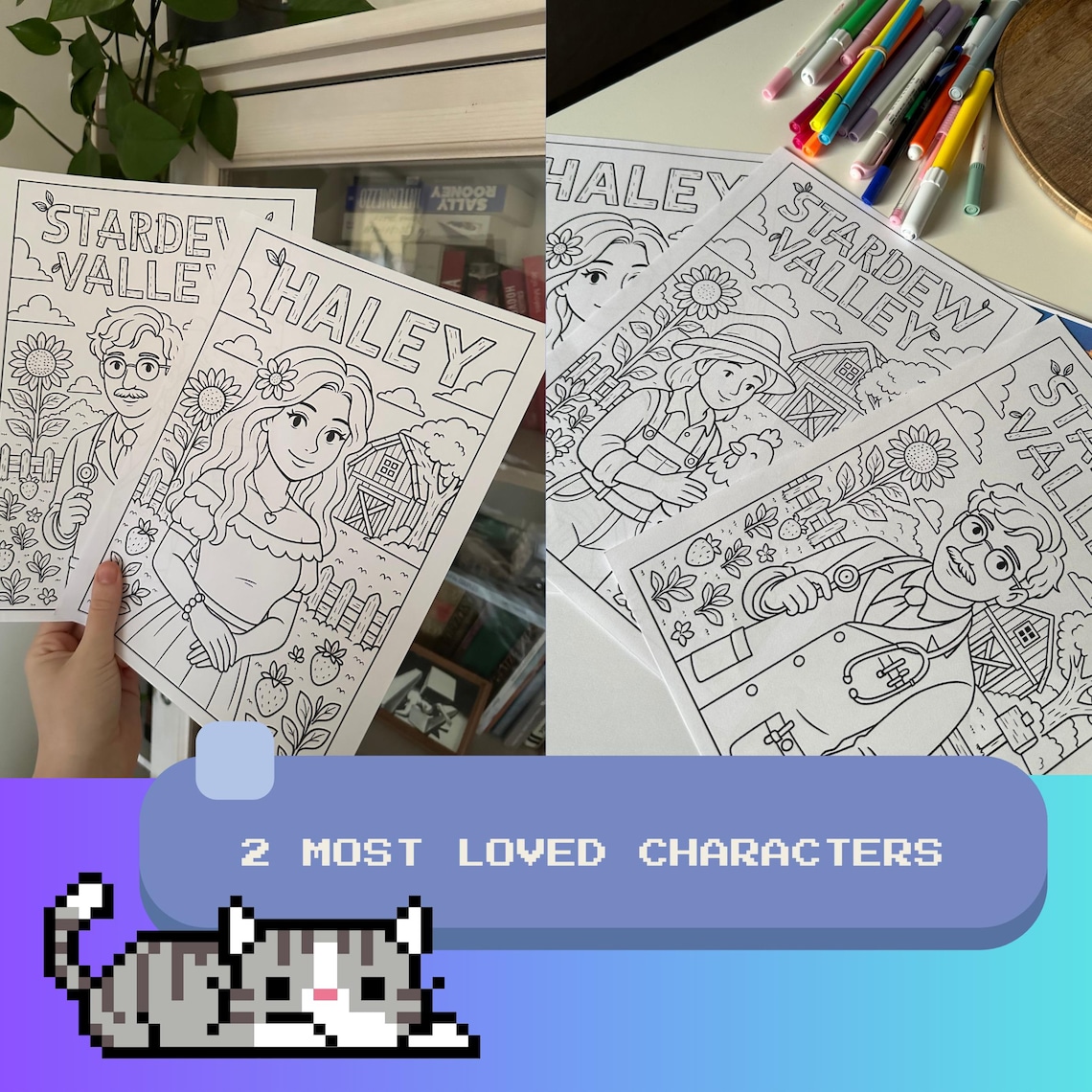 Stardew Valley Coloring Pages - Digital Download, Haley, Harvey and ...