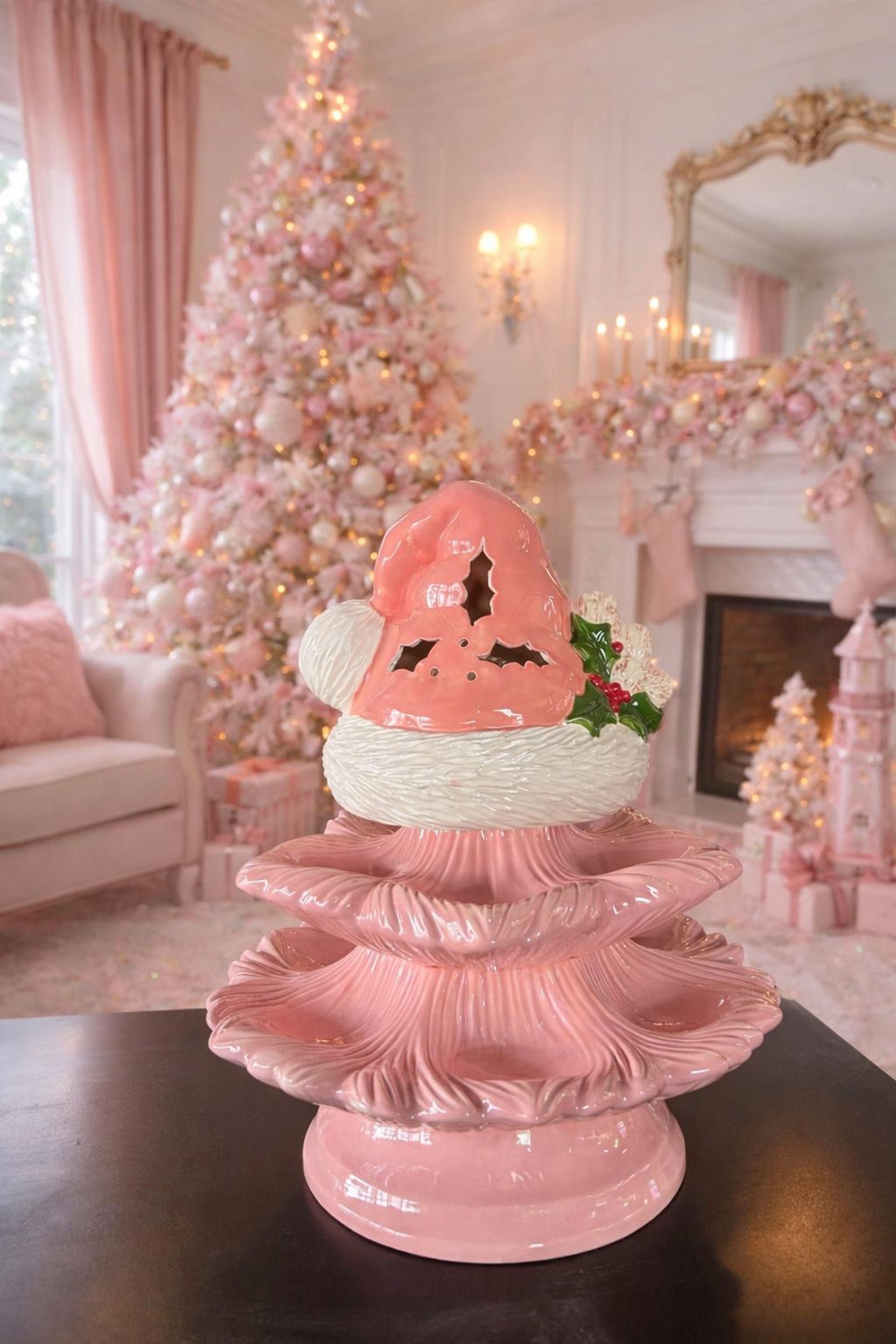 Pink Yum Yum Tree With Santa Hat Topper - Etsy