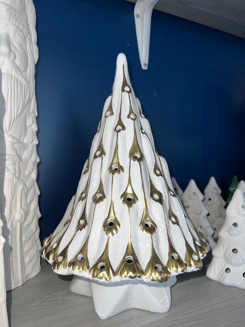 Silver & White Vintage Ceramic Tree Light Up - Etsy