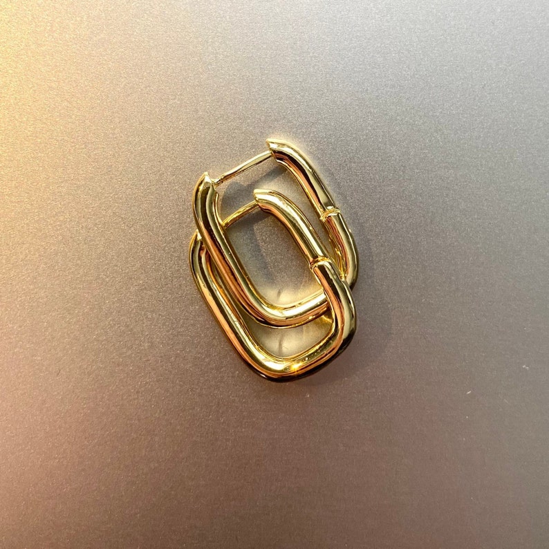 Gold Hoop Earrings Chunky 14k Gold Filled Rectangular Hoops I - Etsy