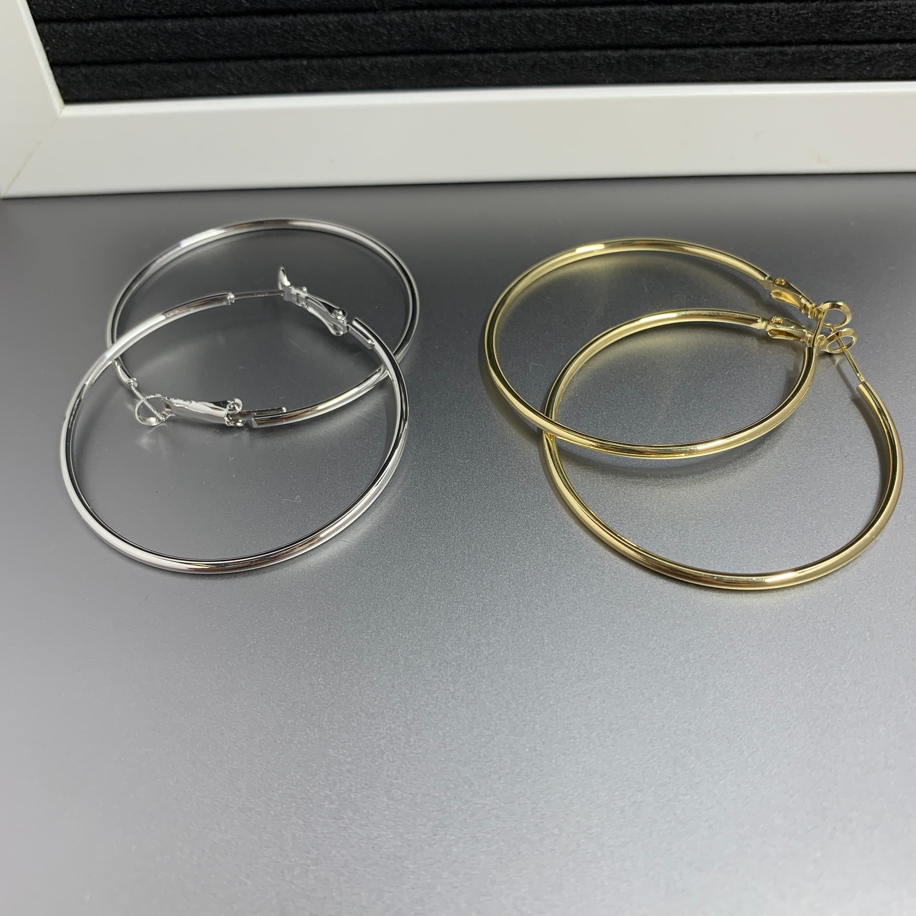 Large Hoop Earring 2 Inch Hoop Earring Gold & Silver Hoops | Etsy