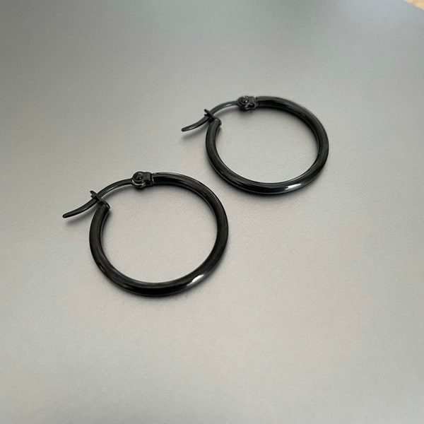 Shop Black Hoop Earrings Online - Etsy