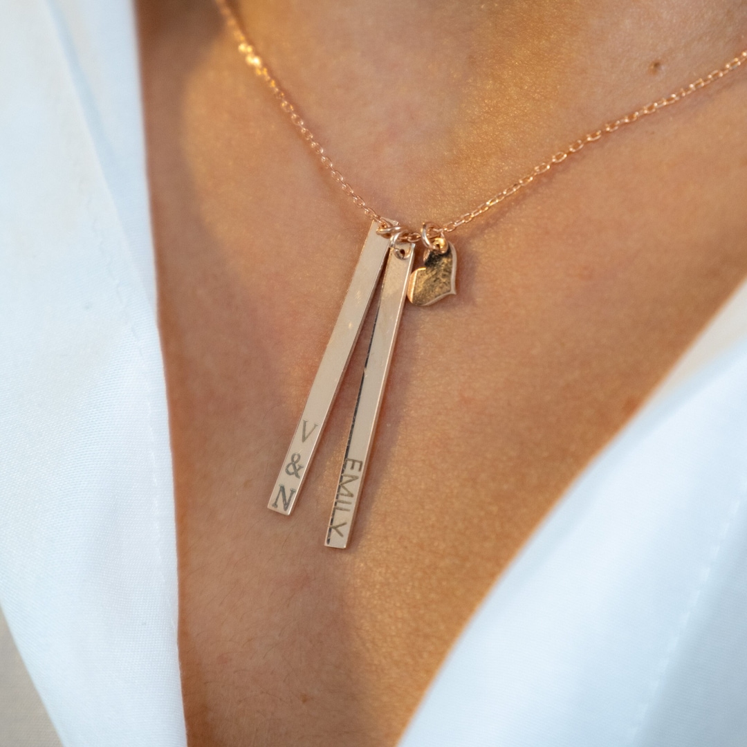 Dainty Name Necklace Tiny Vertical Bar, Minimal Layering Necklace ...