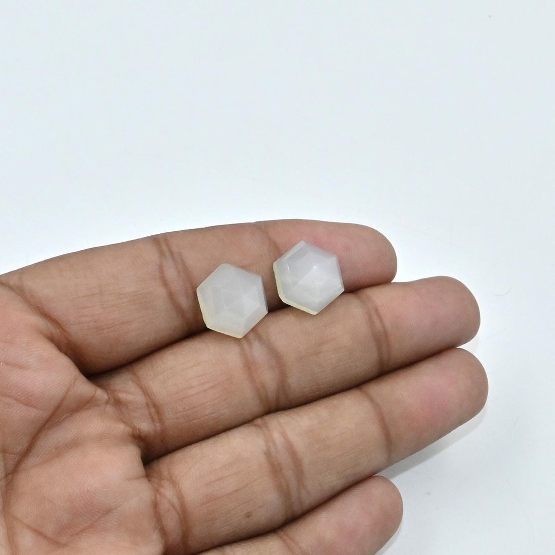 White Moonstone Hexagon Rose Cut Gemstone Lot Natural Silk Moonstone ...