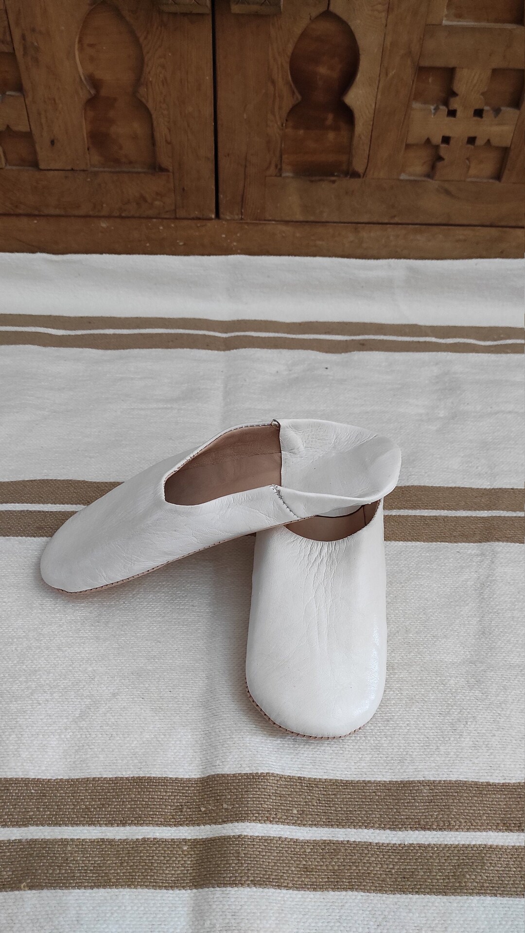 White Slipper, Womens Moroccan Leather Babouche Slippers,traditional ...