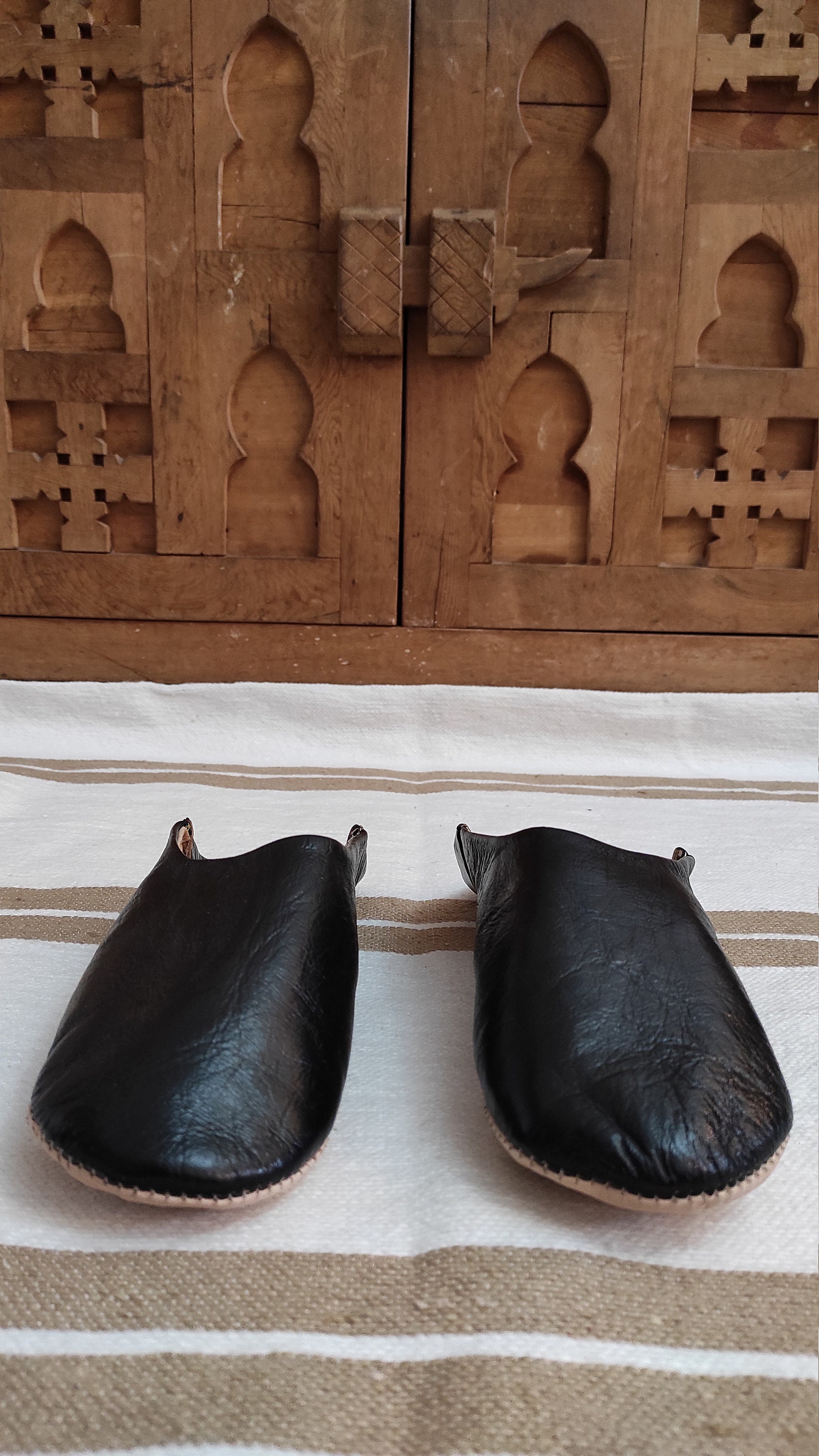 Black Slipper, Womens Moroccan Leather Babouche Slippers,traditional ...