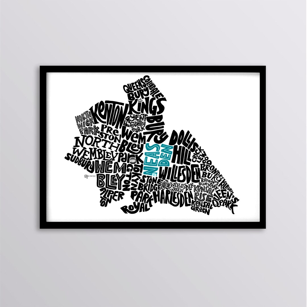 London Borough of Brent Personalised Map Art Print - Kingsbury ...