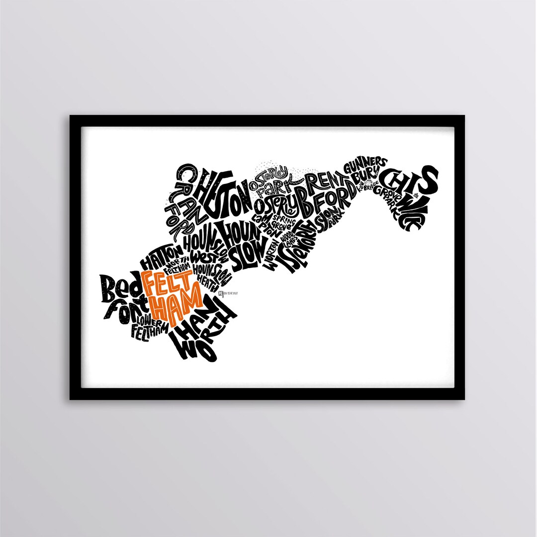 Personalised Hounslow London Borough Map Art Print - Chiswick // Heston ...