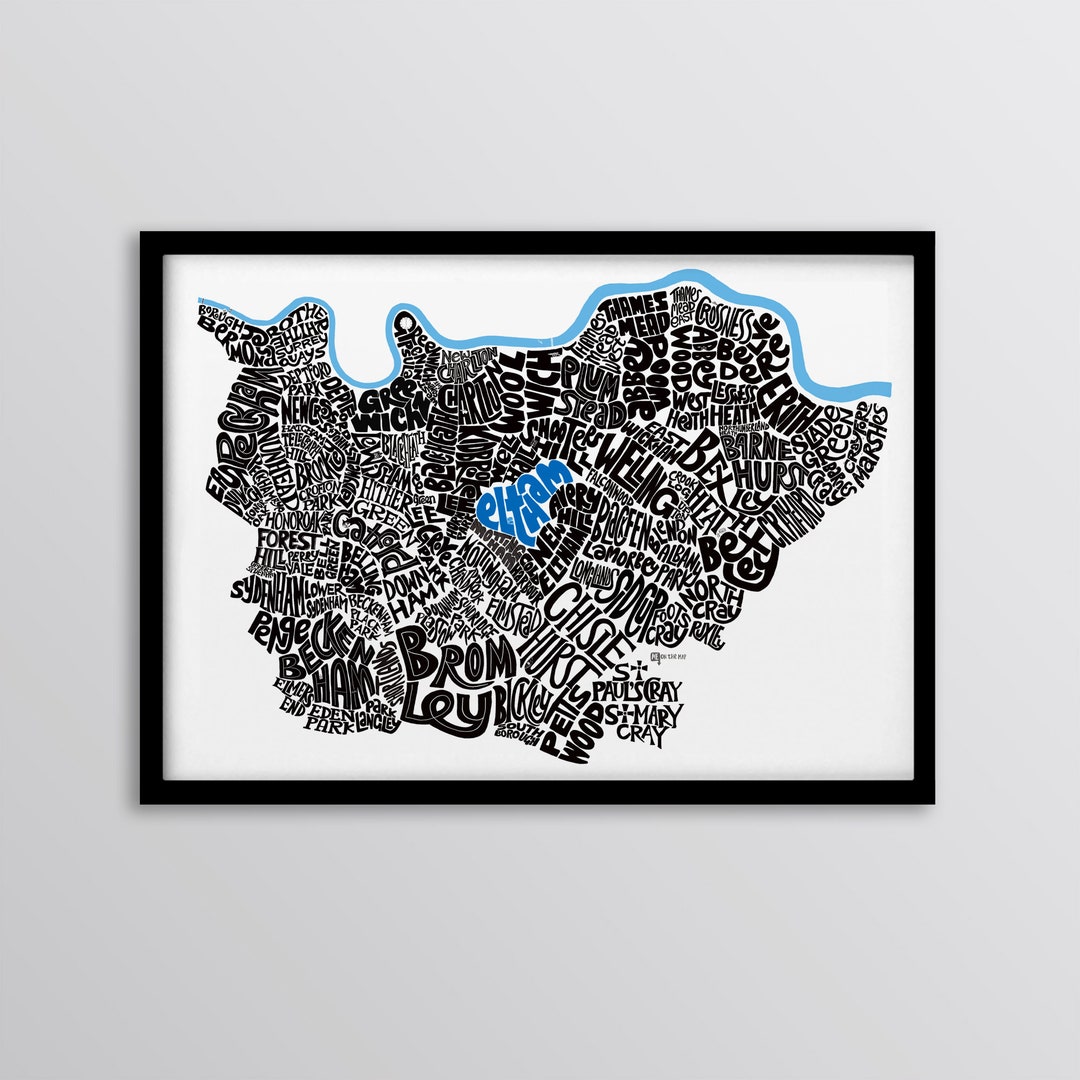 Personalised South East London Map Art Print - Lewisham // Greenwich ...