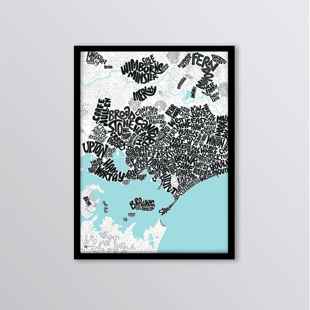 Personalised Poole Typographic Map Art Print // Hand Lettering // Poole ...