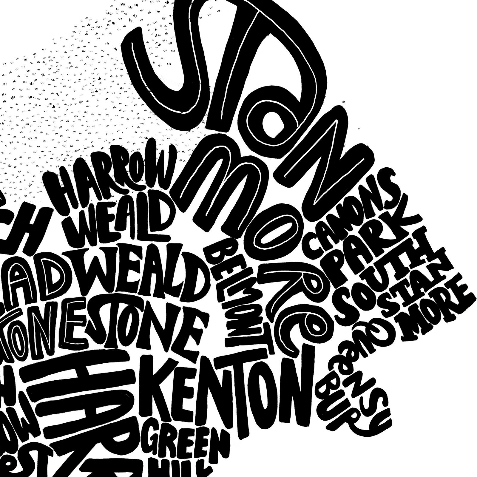 Personalised Harrow London Borough Map Art Print - Stanmore // Pinner ...