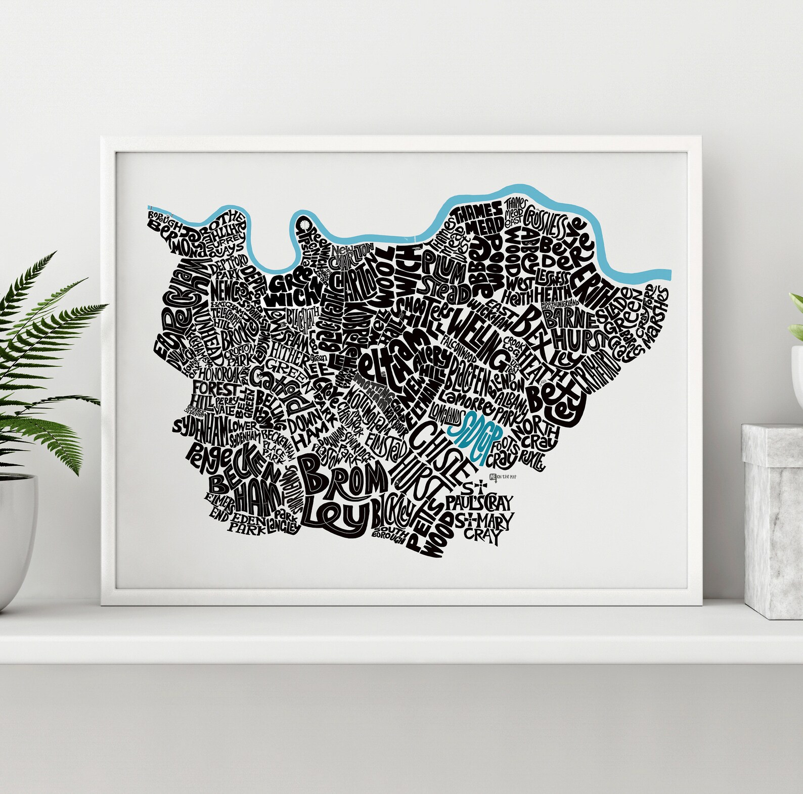 Personalised South East London Map Art Print - Lewisham // Greenwich ...