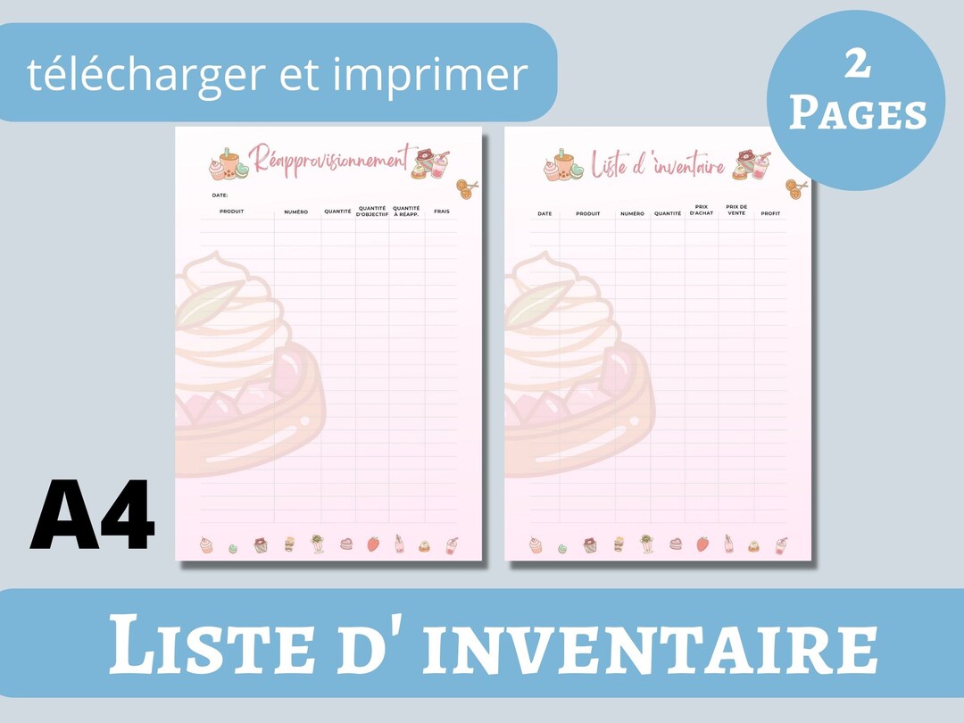 Liste D'inventaire Version Française, A4. Téléchargez Maintenant Et ...