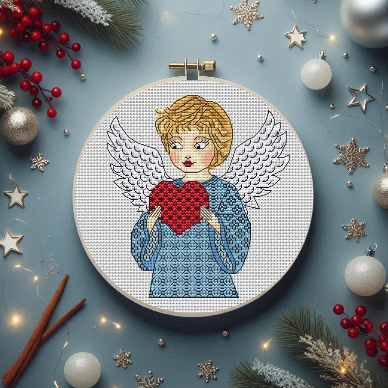 Magic Angel Cross Stitch Pattern | Valentine Embroidery Pattern ...