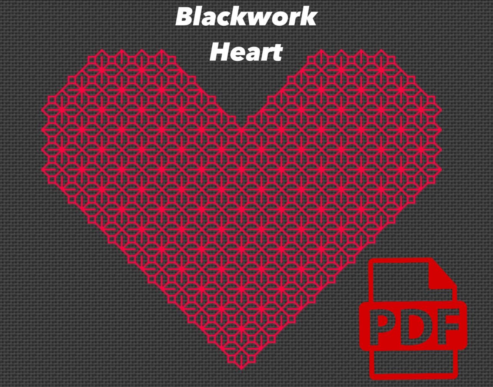 Blackwork Heart PDF Pattern | Valentine's Cross Stitch Pattern | Love ...
