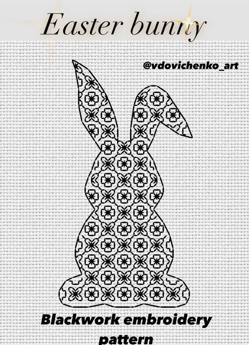 Blackwork Rabbit – Modern Cross Stitch Pattern | Rabbit Outline – Blackwork Design | Modern ...