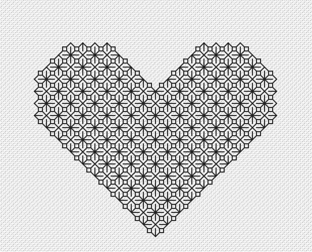 Blackwork Heart PDF Pattern | Valentine's Cross Stitch Pattern | Love ...