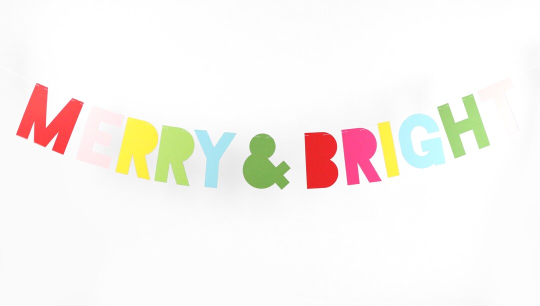 Merry & Bright Holiday Garland: Colorful Modern Christmas Decor - Etsy