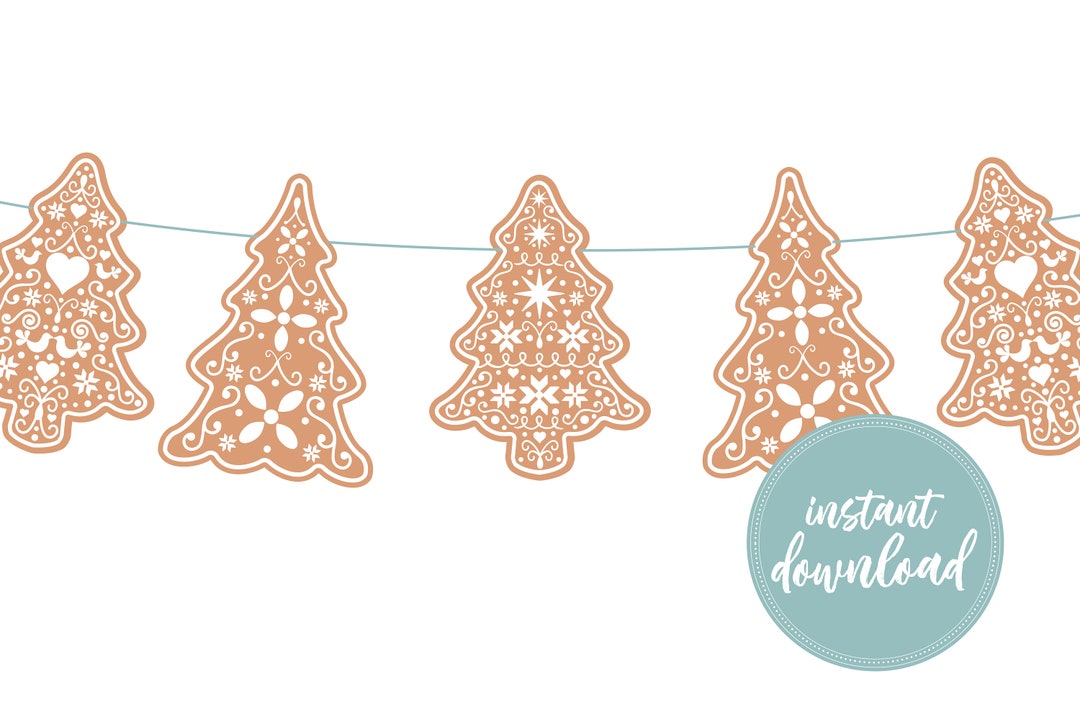 Gingerbread Christmas Tree Garland: Holiday Decor (digital Download) - Etsy