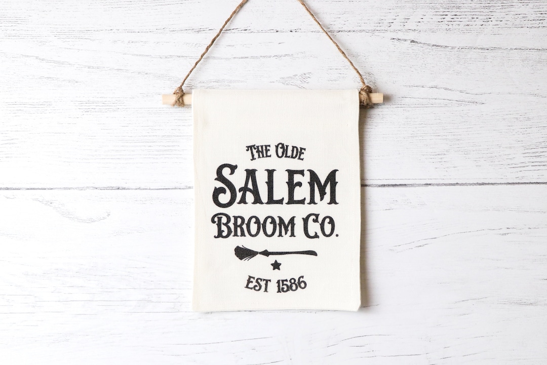 Rustic Old Salem Broom Co. Halloween Banner, Vintage Style Banner ...