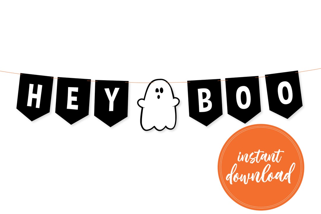 Hey Boo Ghost Garland: DIY Printable Halloween Party Banner (digital ...