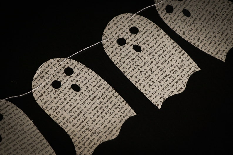 Vintage Book Page Ghost Garland Fall Decor Halloween Decor | Etsy