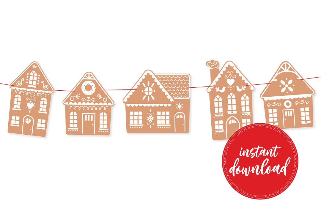 Gingerbread House Christmas Garland: DIY Printable Village Decor ...