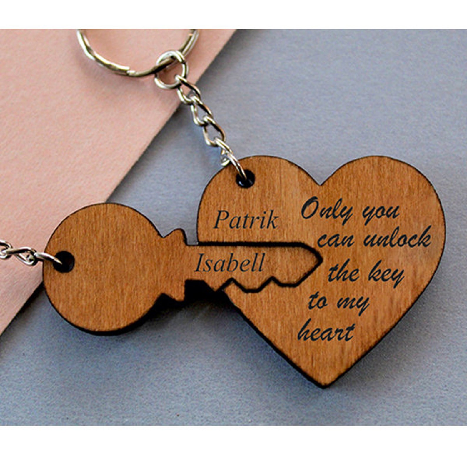 Wooden Keychains Personalized Matching Couple Keychain Personalized ...