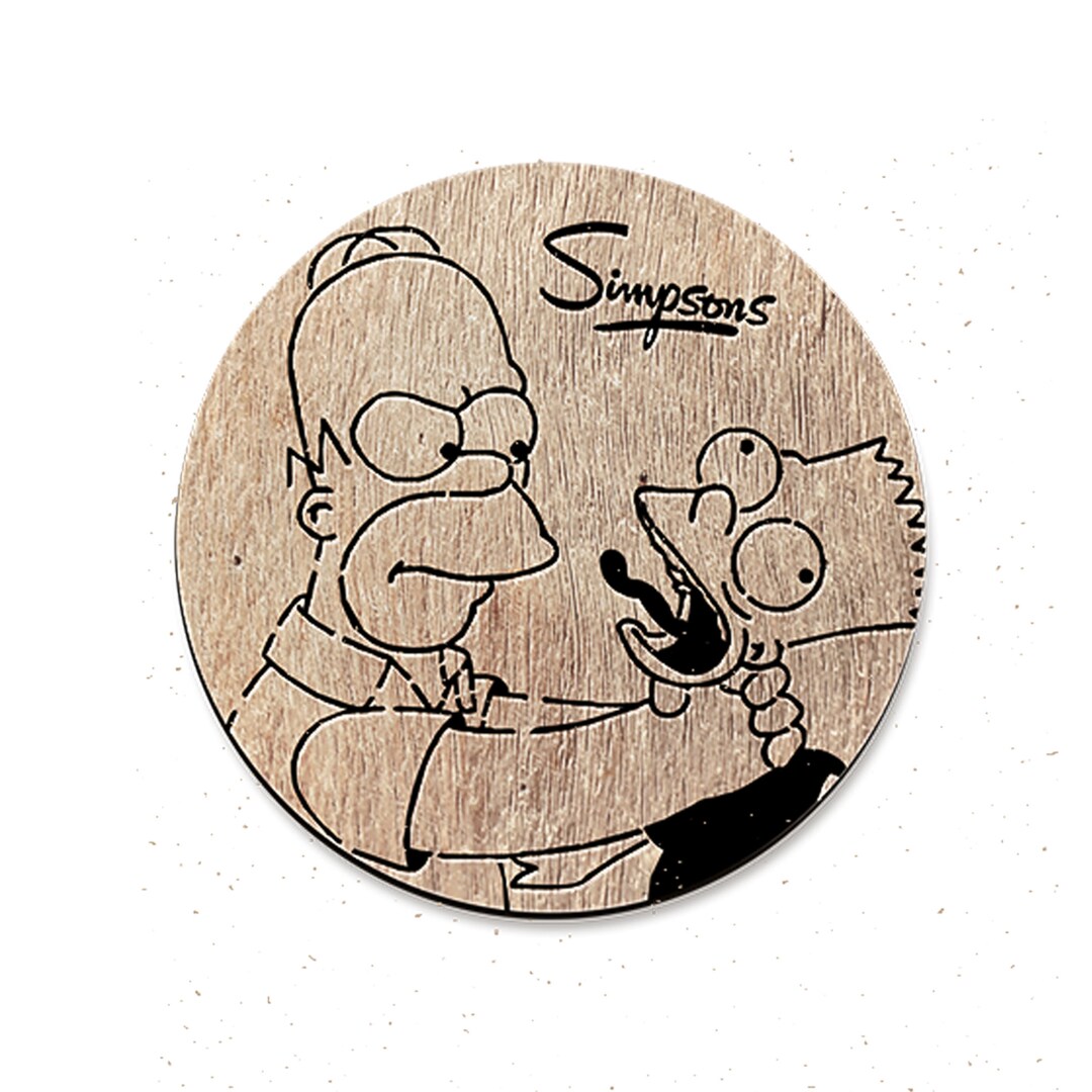 Homer Simpson Cup Coaster Engraved Coaster Coaster Laser Cut Simpsons ...