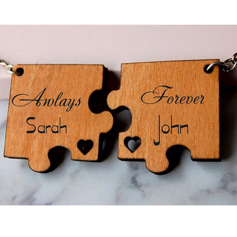 Wooden Keychains Personalized Matching Couple Keychain Personalized ...