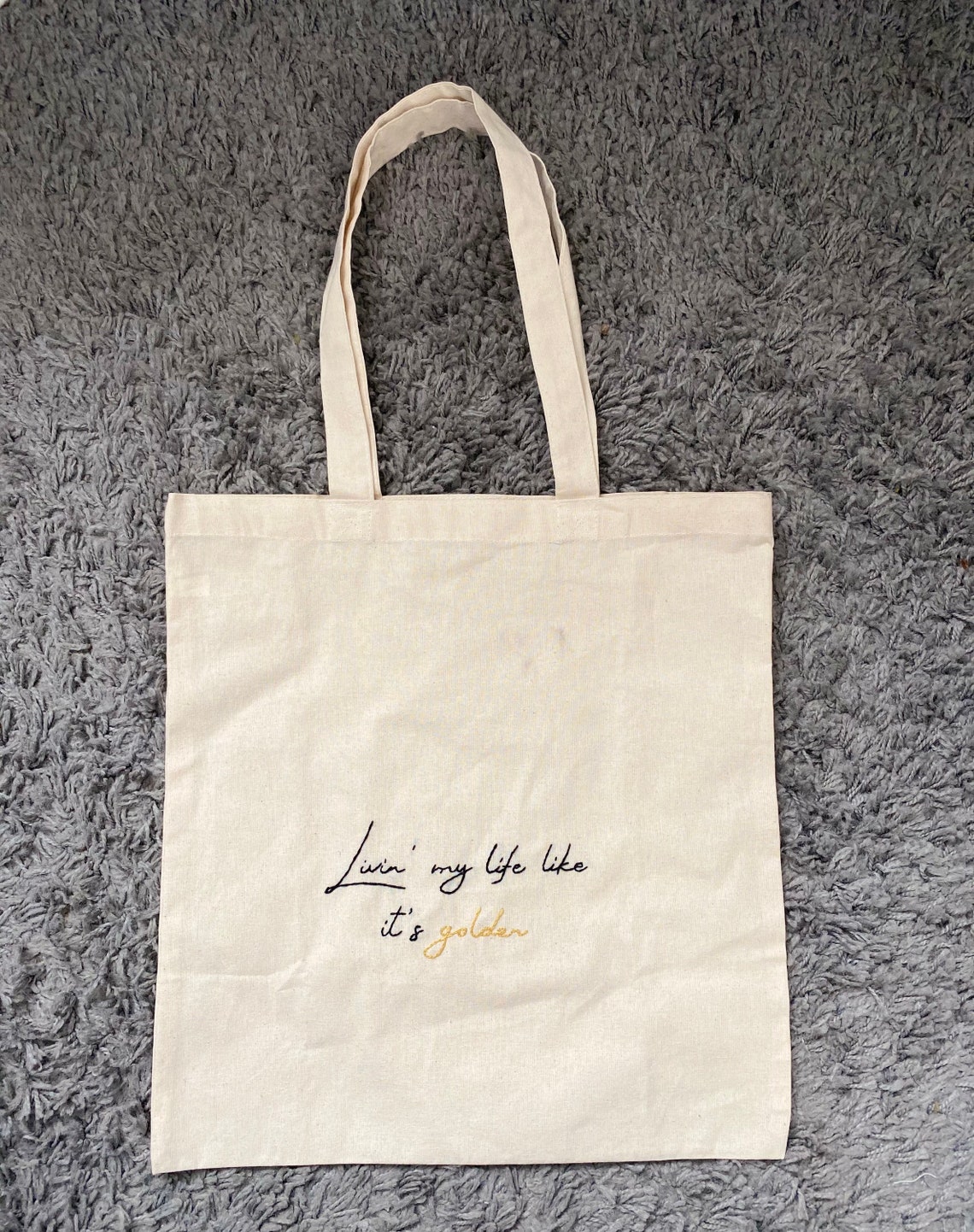 Living my life like its golden tote bag | Etsy