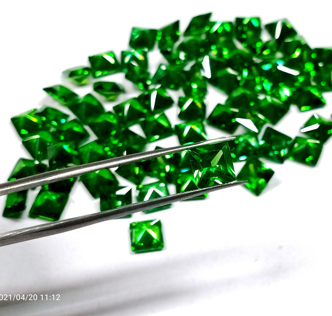 Square Cut Synthetic Emerald: Green Loose Gemstone, 6mm - Etsy