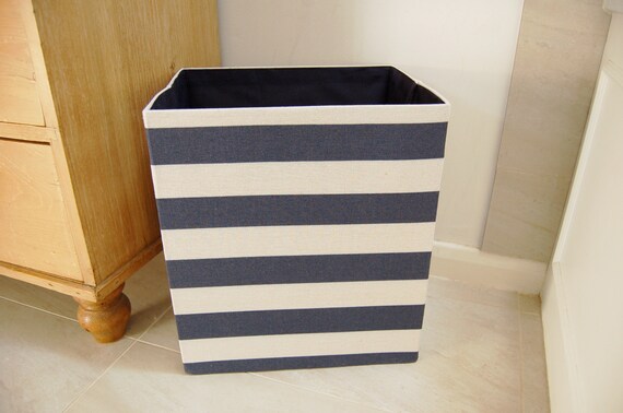 Navy/white Stripe Storage Box | Etsy