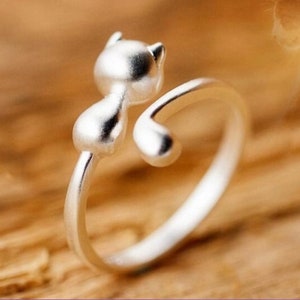 925 Silver Cat Ring Kitten Ring Cat Ring Friendship Cat | Etsy