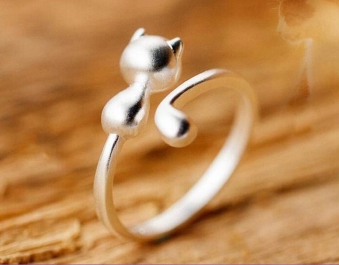 925 Silver Cat Ring, Kitten Ring, Cat Ring, Friendship Cat Ring, Cat ...