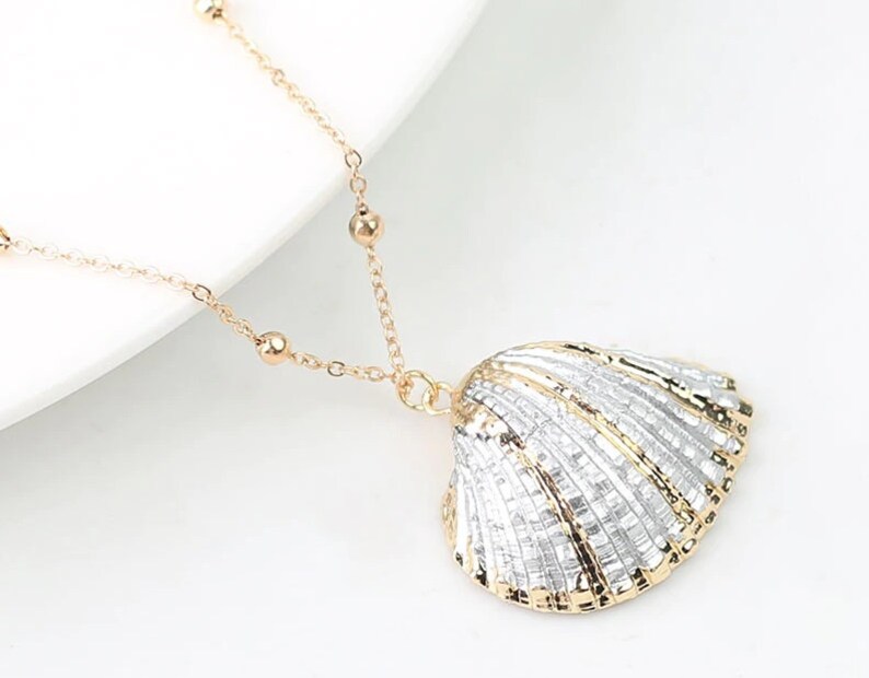 Seashell Necklace Beach Necklace Gold Shell Necklace Summer | Etsy