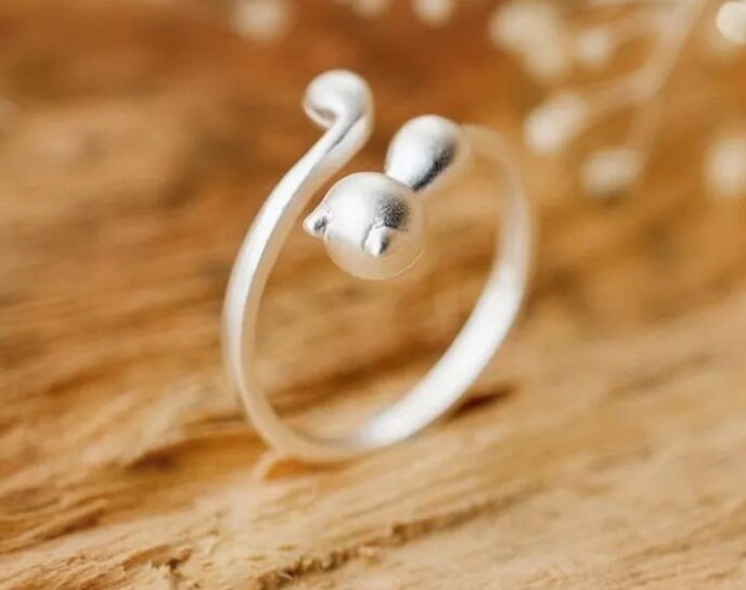 925 Silver Cat Ring Kitten Ring Cat Ring Friendship Cat | Etsy