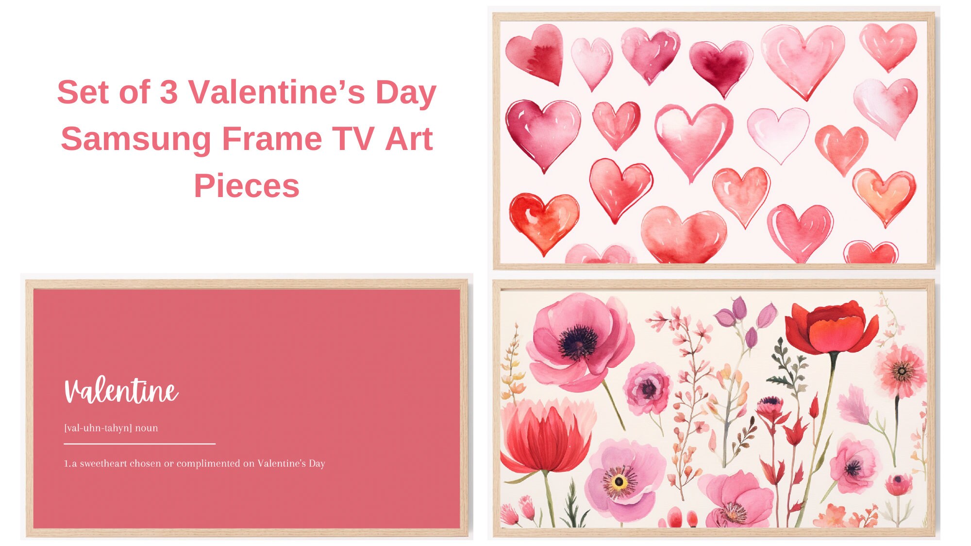 Set of 3 Frame TV Art Samsung Frame TV Art Valentines Day Frame TV Art ...