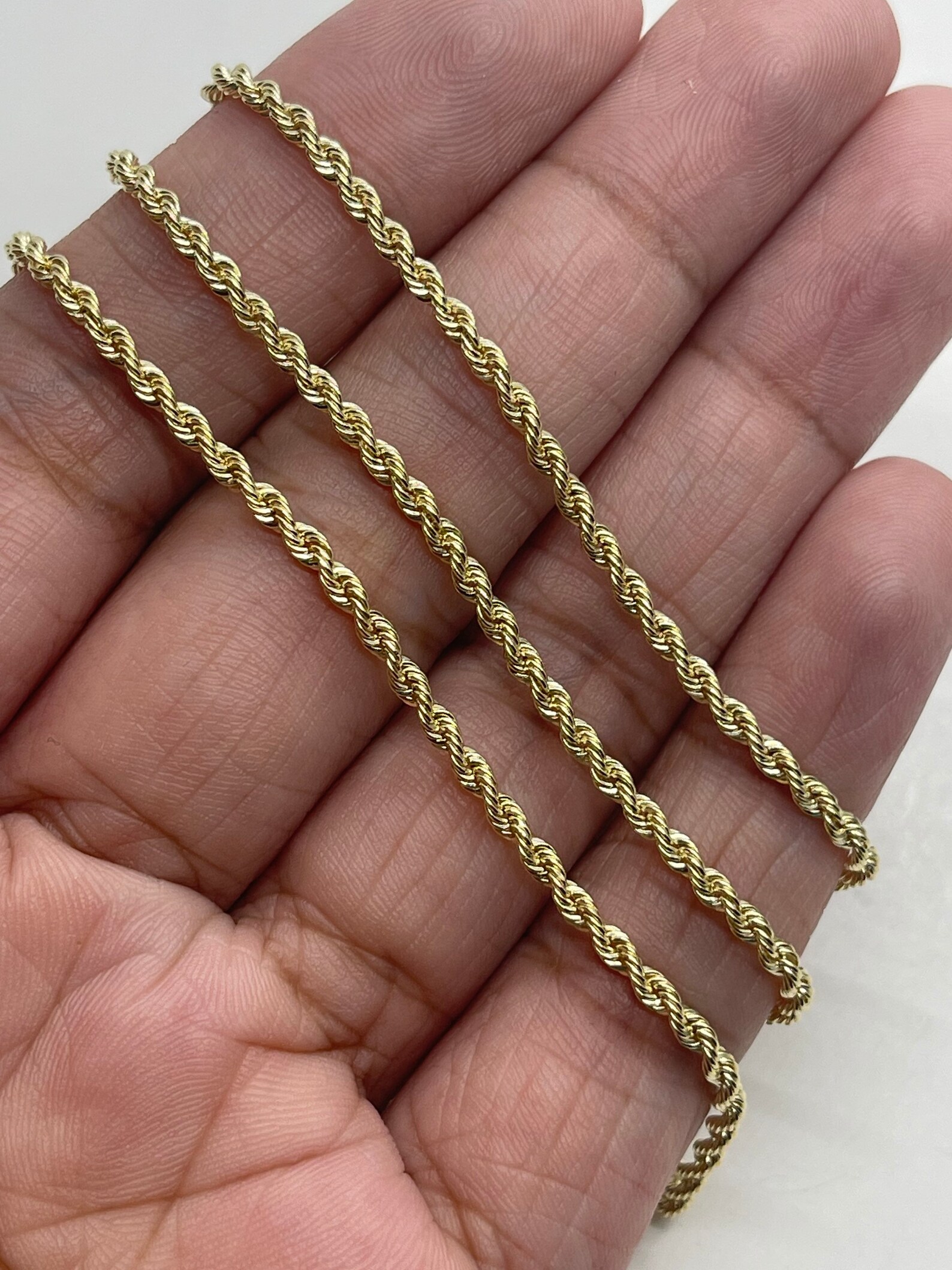 10KT Chaîne de corde en or 2.1mm 20 Pouces - Etsy France