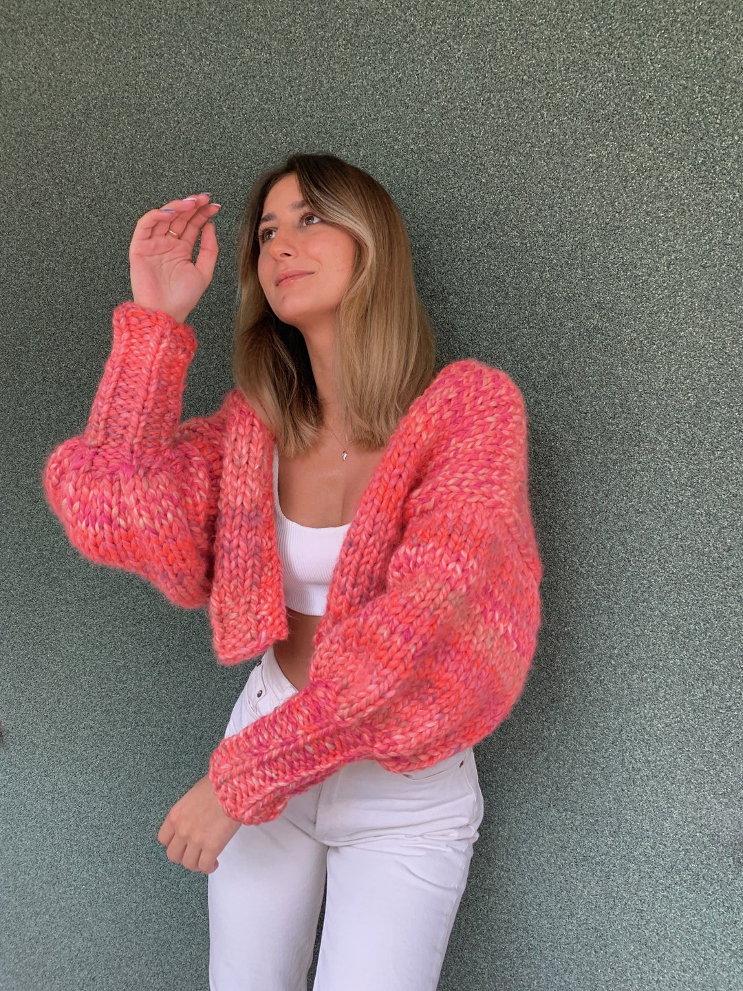 Glowbysely/ Pinky Loli Handmade Jacket/ Merino Wool/ Oversize Knitted ...