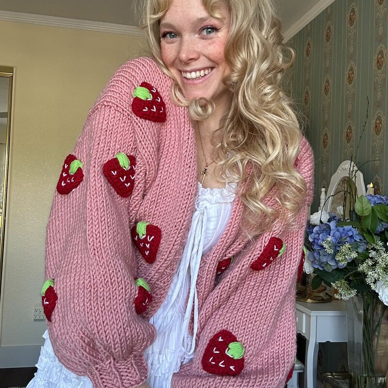Strawberry Cardigan - Etsy
