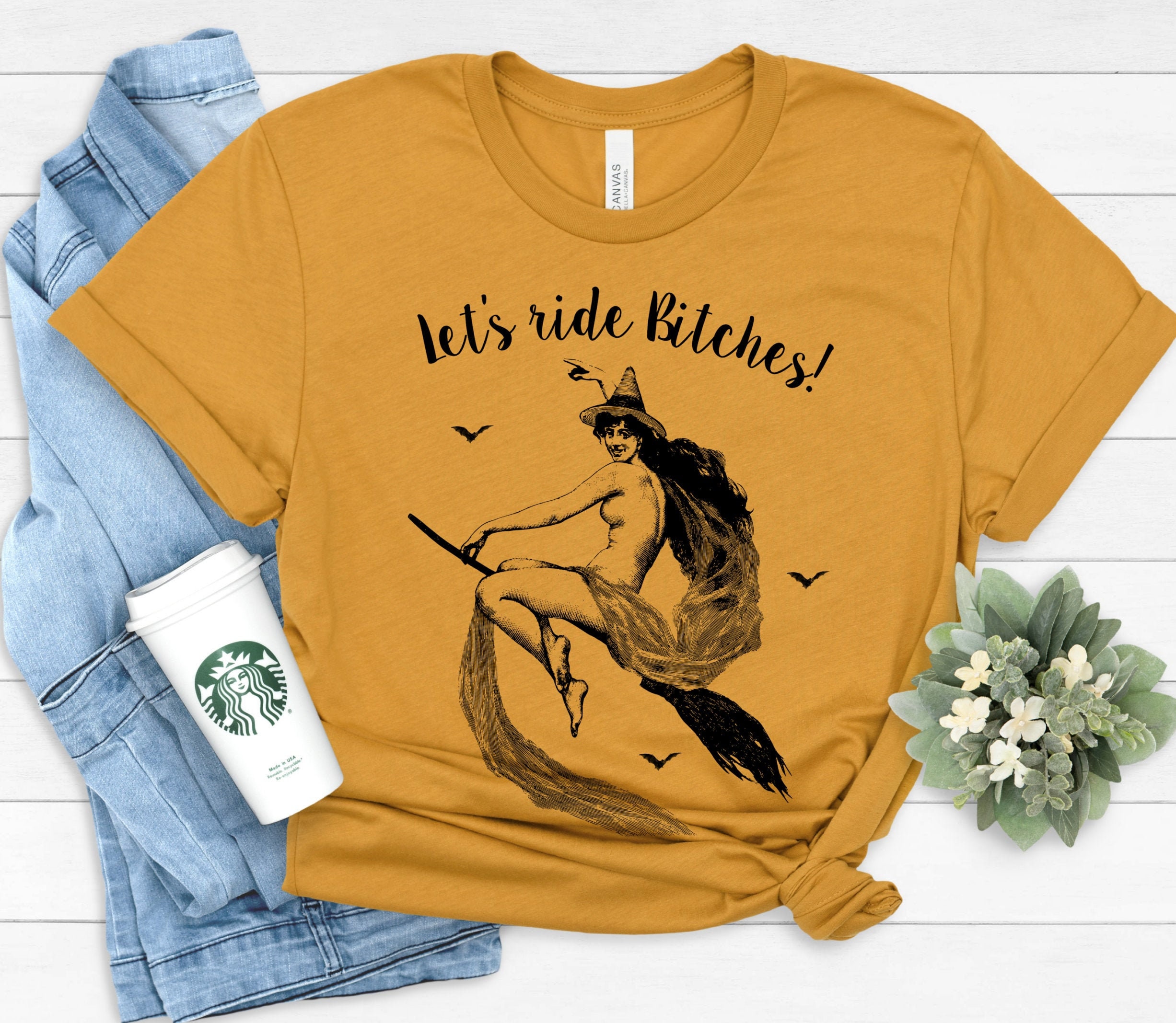 Let's Ride Bitches, Fun Halloween Tshirt for Women, Bitch Tshirt ...