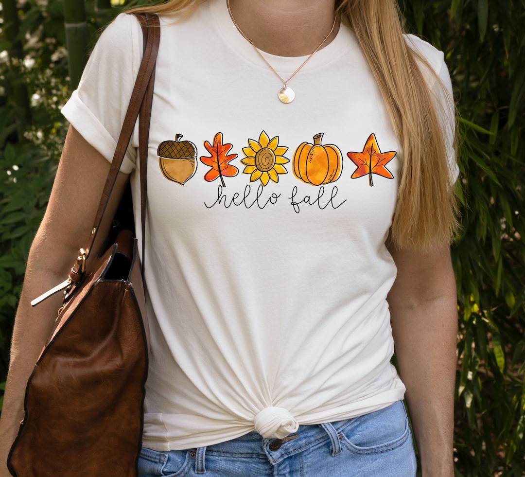 Hello Fall Shirt Turning Leaves Thankful Shirt Fall Tshirt - Etsy