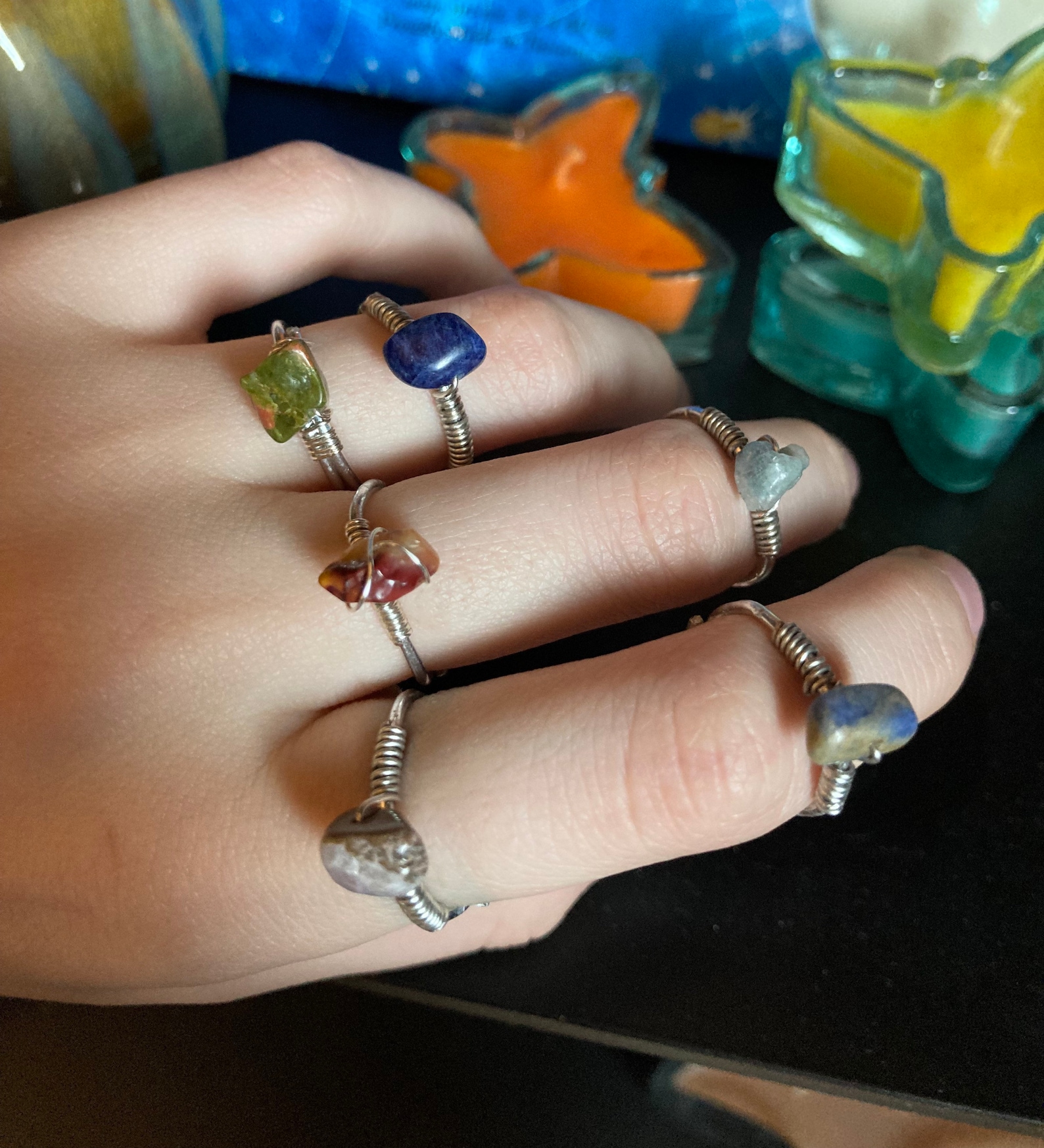 Adjustable Gemstone and Crystal Rings - Etsy