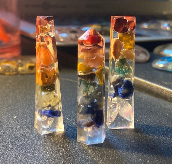 Resin Encased Chakra Crystal Tower | Etsy