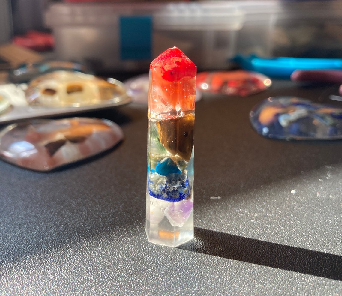 Resin Encased Chakra Crystal Tower - Etsy